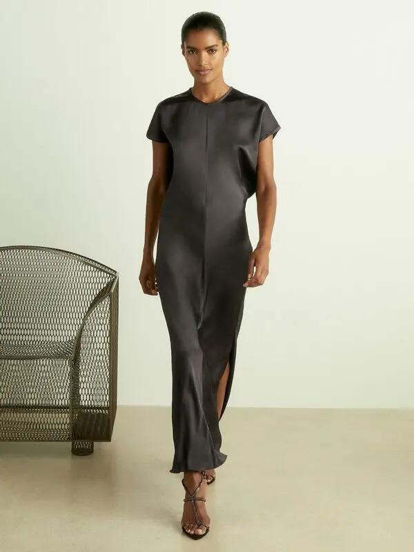 REISS Kora Satin Midi Dress