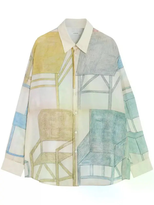 LEMAIRE Relaxed Fit Geometric Print Shirt - Yellow
