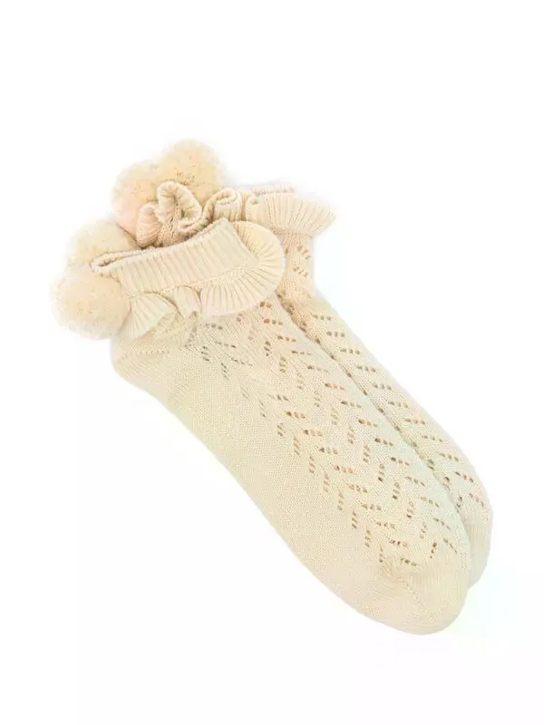 Valentino Garavani Cotton Pompom Socks - Neutrals
