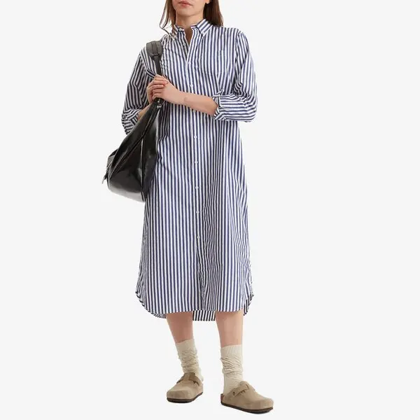 BEAMS Stripe Maxi Shirt Dress