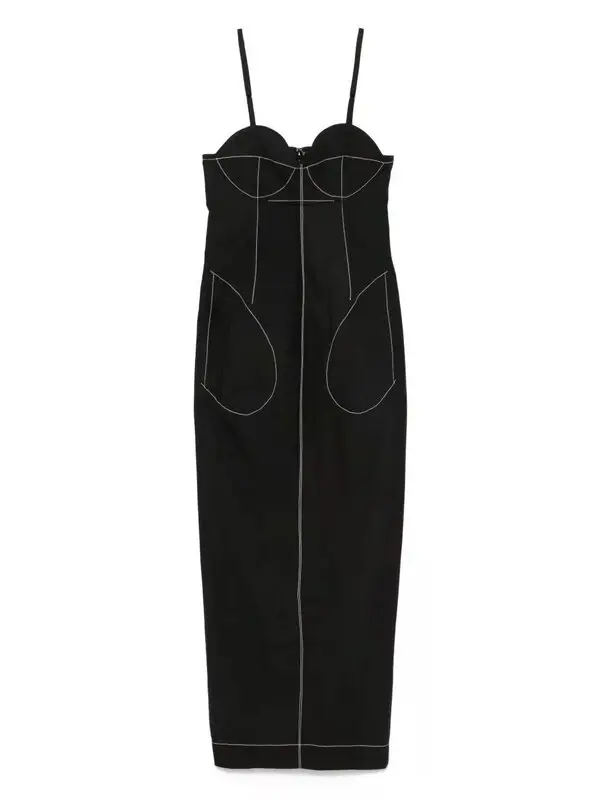 FEDERICO CINA Pinces Long Dress - Black