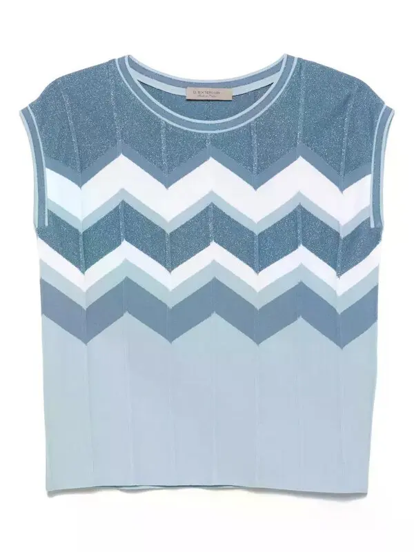 D.exterior Chevron-knit Vest - Blue