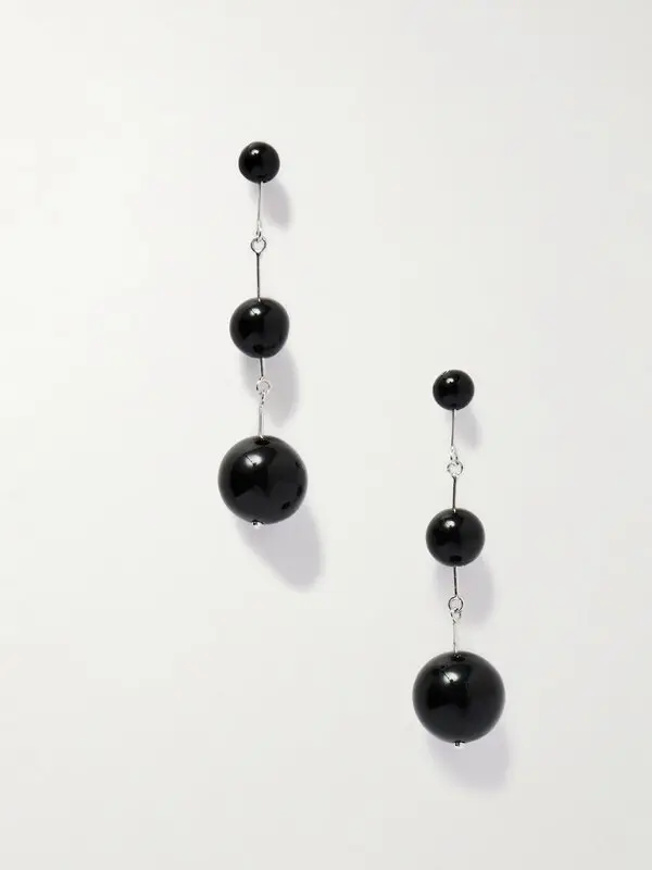 SOPHIE BUHAI Olive Onyx Earrings - Silver