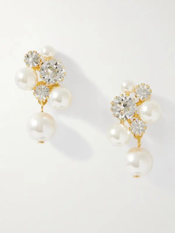 JENNIFER BEHR Bristol Gold-plated, Faux Pearl And Crystal Earrings - White