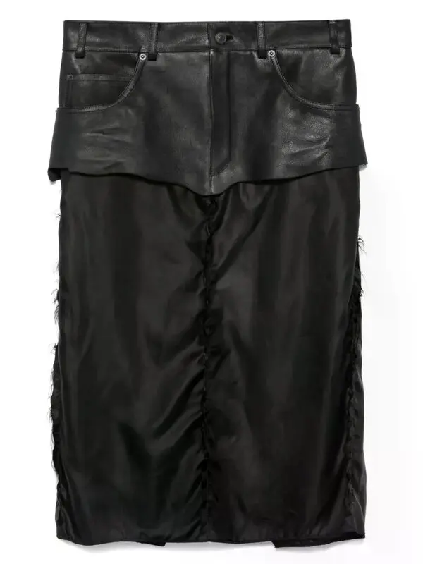 Balenciaga Leather-panel Midi Skirt