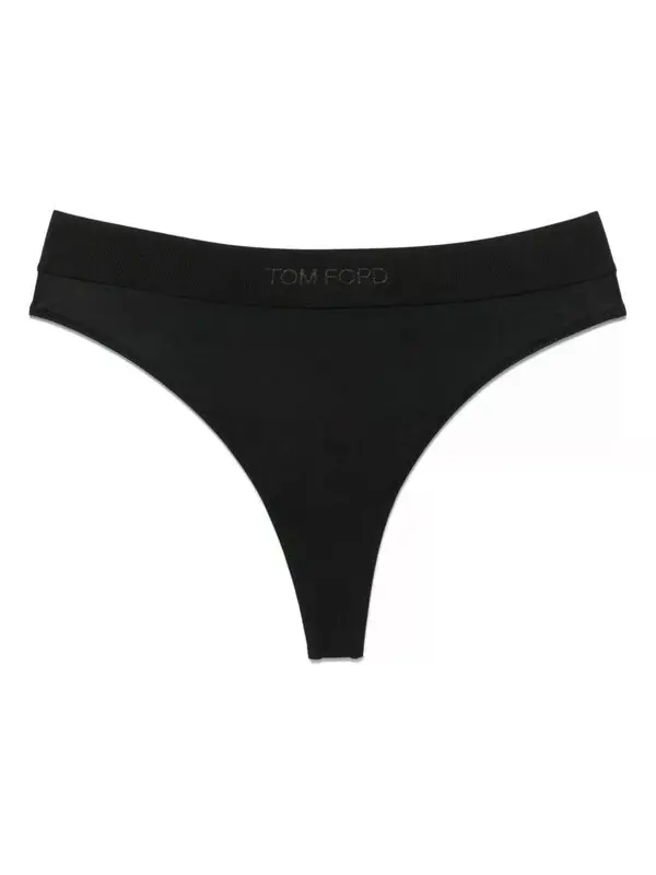 TOM FORD Logo-waistband Thong - Black