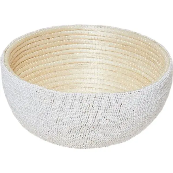 INDEGO AFRICA Beaded Bowl - White