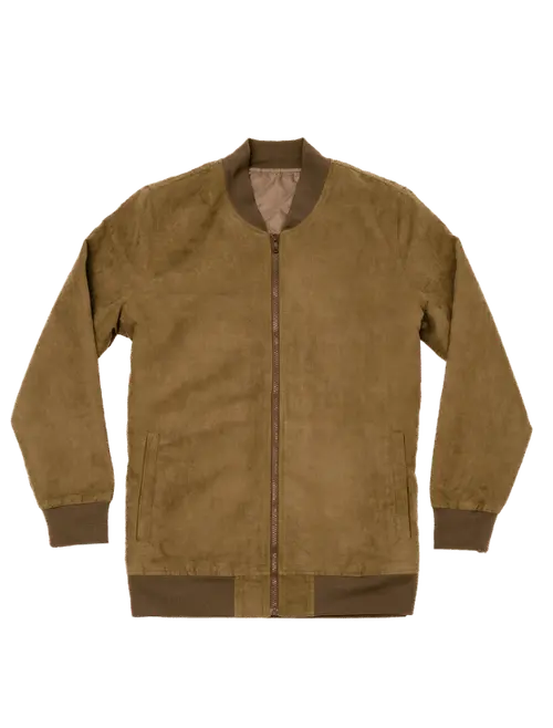 DAPPER BOI Microfiber Suede Bomber Jacket - Olive