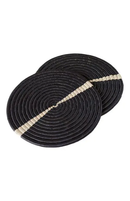 INDEGO AFRICA Natural & Black Split Raffia Placemat