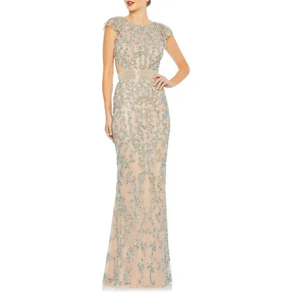 Mac Duggal Hand-embellished Gown With Open Back
