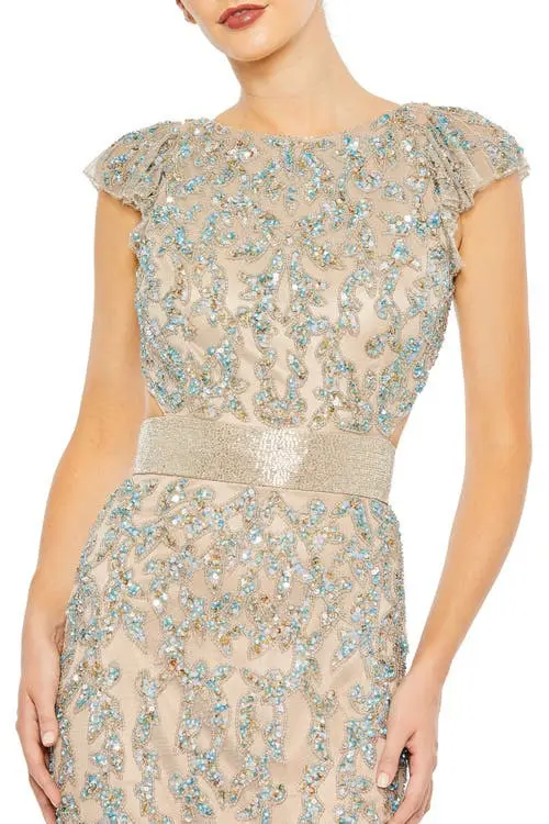Mac Duggal Hand-embellished Gown With Open Back