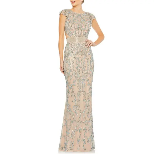 Mac Duggal Hand-embellished Gown With Open Back
