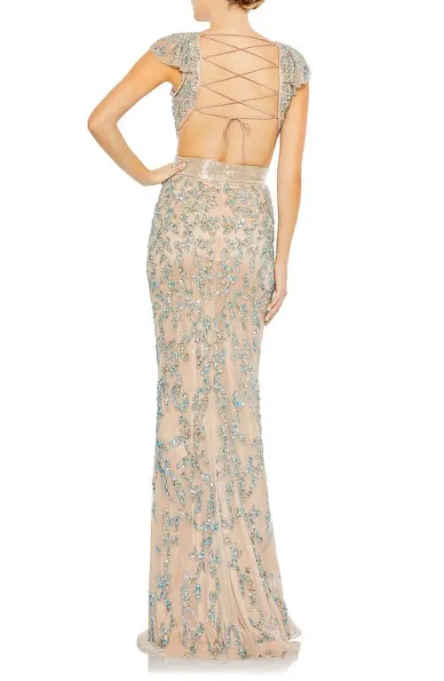 Mac Duggal Hand-embellished Gown With Open Back