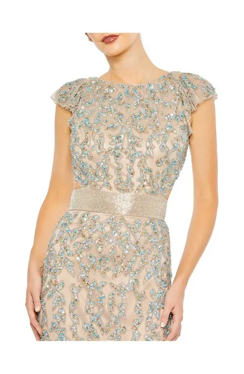 Mac Duggal Hand-embellished Gown With Open Back