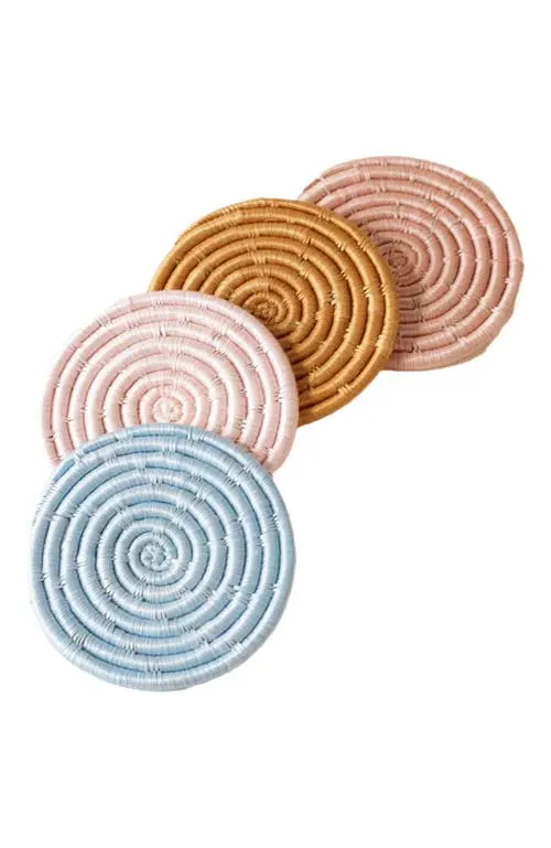 INDEGO AFRICA Solid Mixed Set Of 4 Coasters - Tan