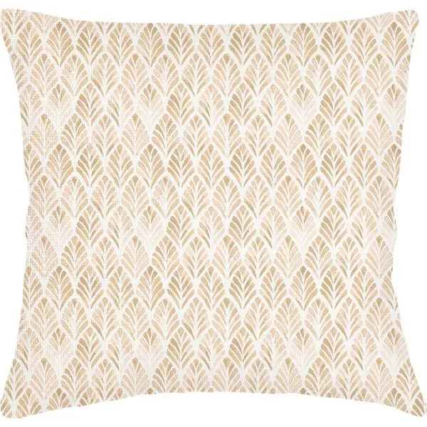 Anaya Geo Palm Velvet Pillow With Down Alternative Insert - Beige