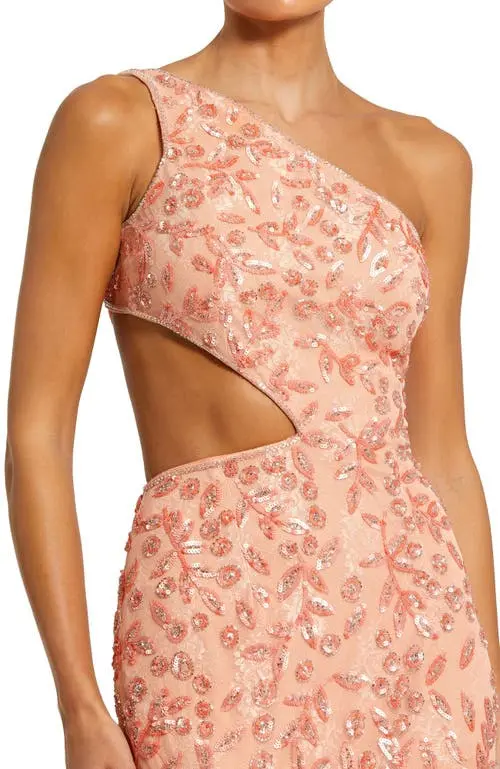 Mac Duggal Hand-embellished One-shoulder Gown With Cut-out Detail
