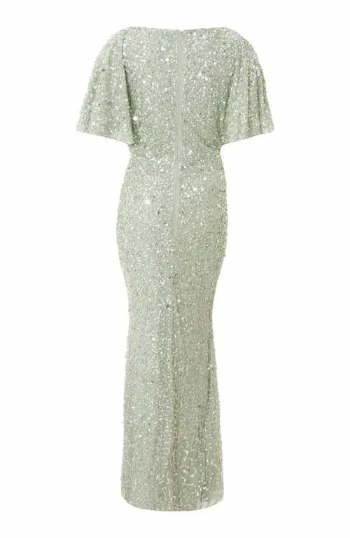 Quiz Sequin Batwing Maxi Dress In Sage - 50% Off | Editorialist