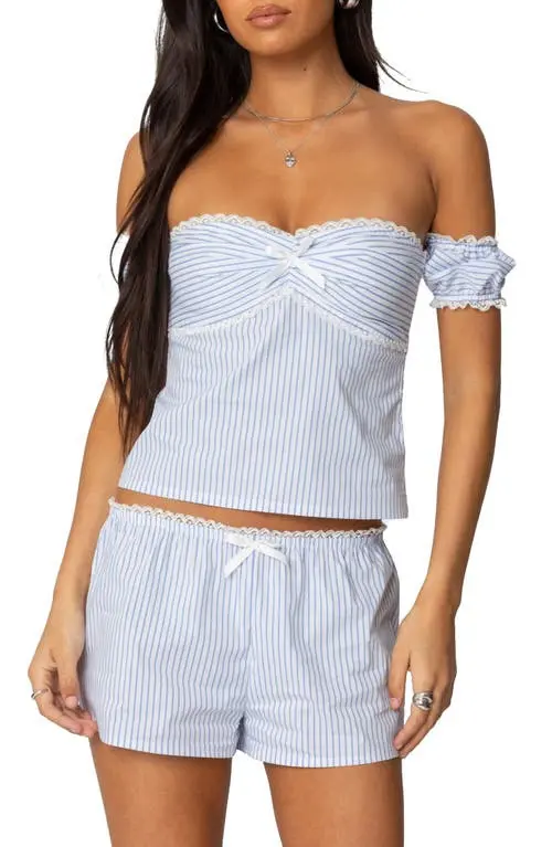 EDIKTED Taryn Stripe Off The Shoulder Top