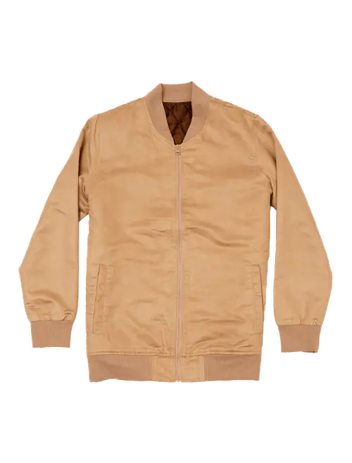 DAPPER BOI Microfiber Suede Bomber Jacket - Beige