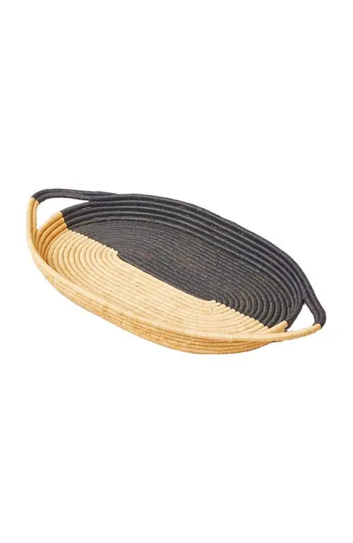 INDEGO AFRICA Raffia Split Tray - Natural And Black