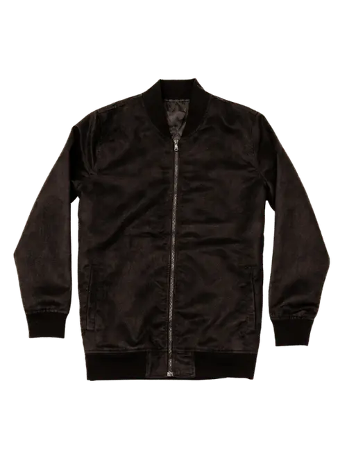 DAPPER BOI Microfiber Suede Bomber Jacket - Black
