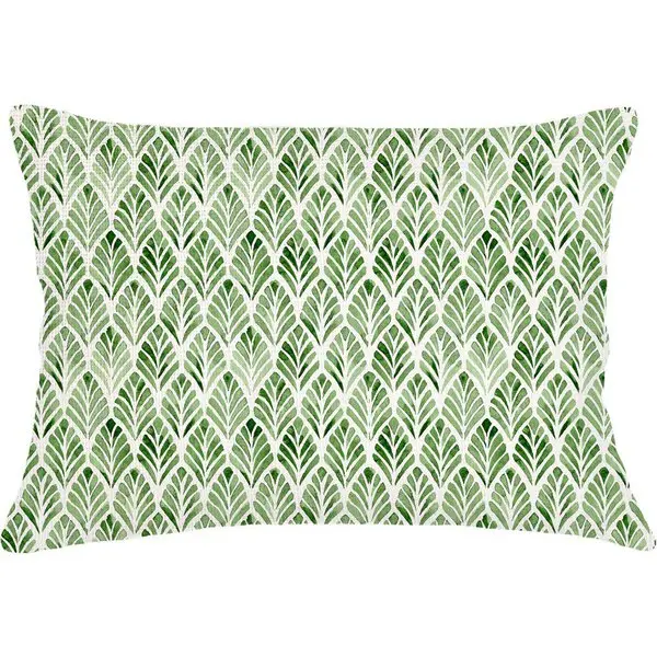 Anaya Geo Palm Velvet Pillow With Down Insert - Green