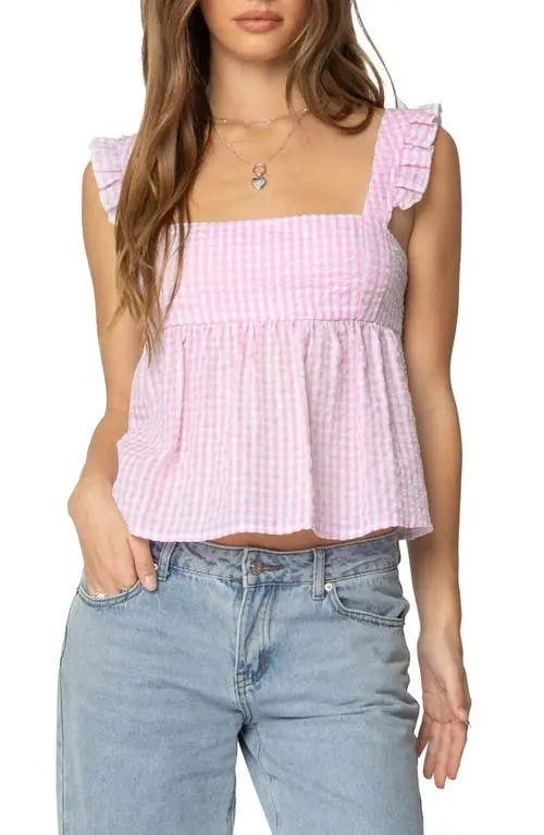 EDIKTED Jenson Backless Gingham Tank