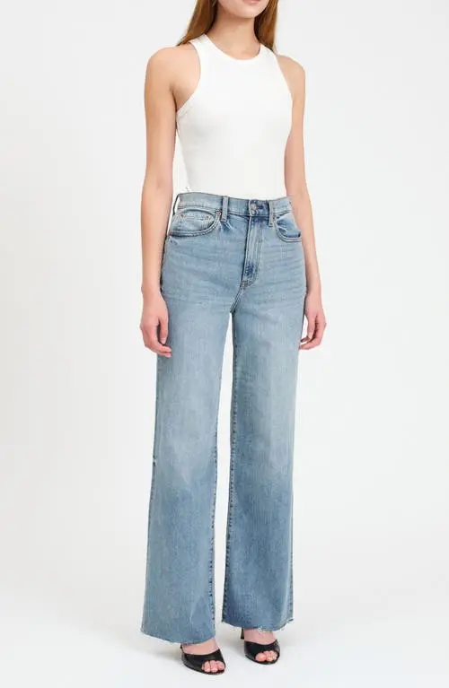 DAZE Far Out Raw Hem High Waist Wide Leg Jeans