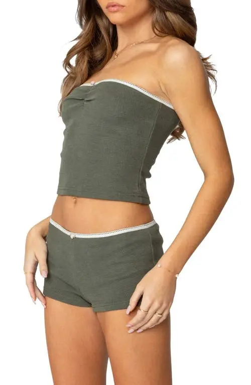 EDIKTED Georgina Waffle Knit Tube Top