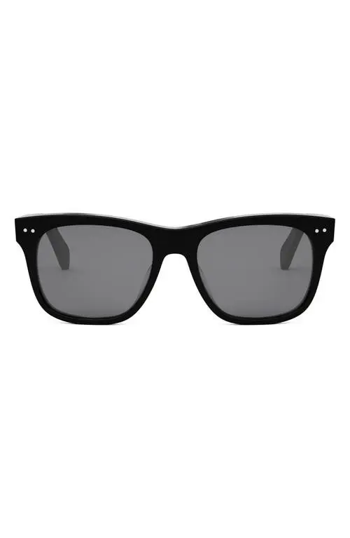Celine Triomphe 54mm Square Sunglasses - Shiny Black / Smoke