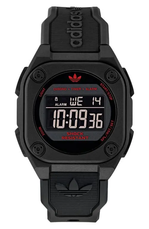 Adidas City Tech 4 Silicone Strap Watch - Black