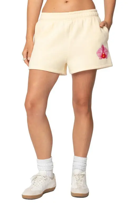 EDIKTED Orchid Babe Fleece Shorts - Yellow
