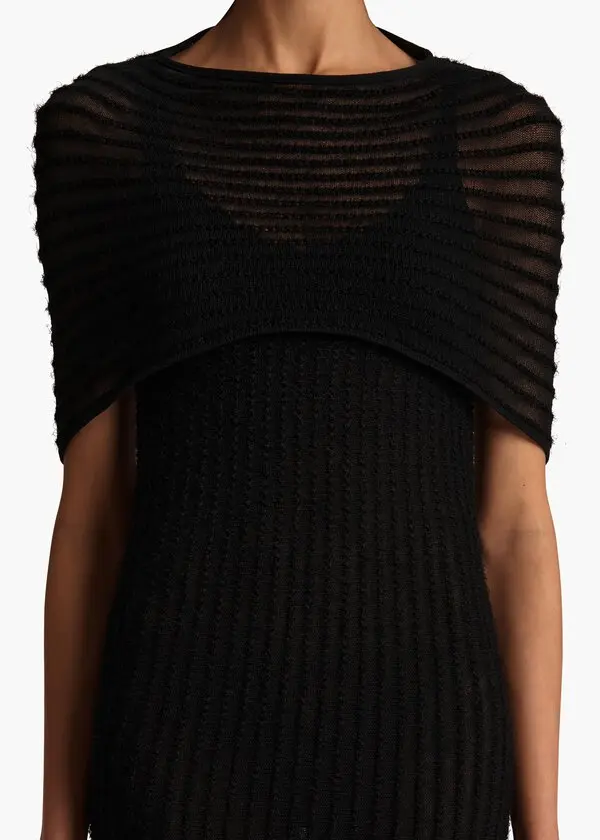Khaite Thora Knit Dress With Cape Overlay