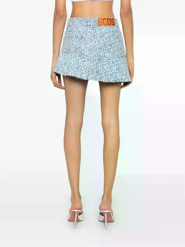 Gcds Monogram Denim Mini Skirt