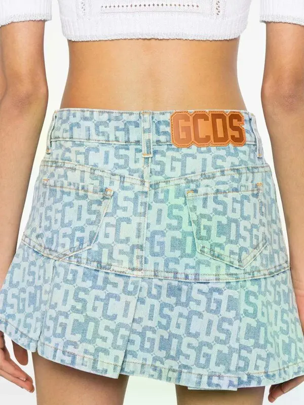 Gcds Monogram Denim Mini Skirt