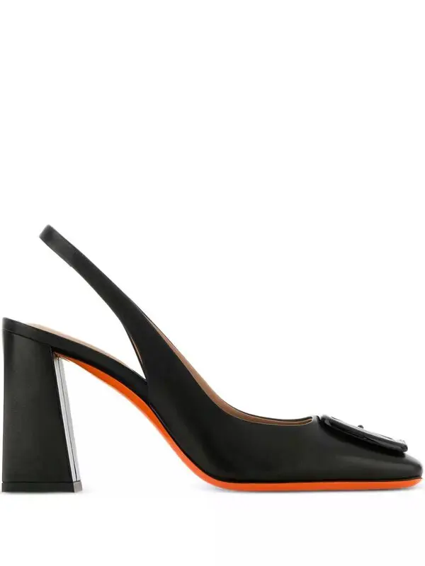 Santoni 85mm Block-heel Slingback Pumps - Black