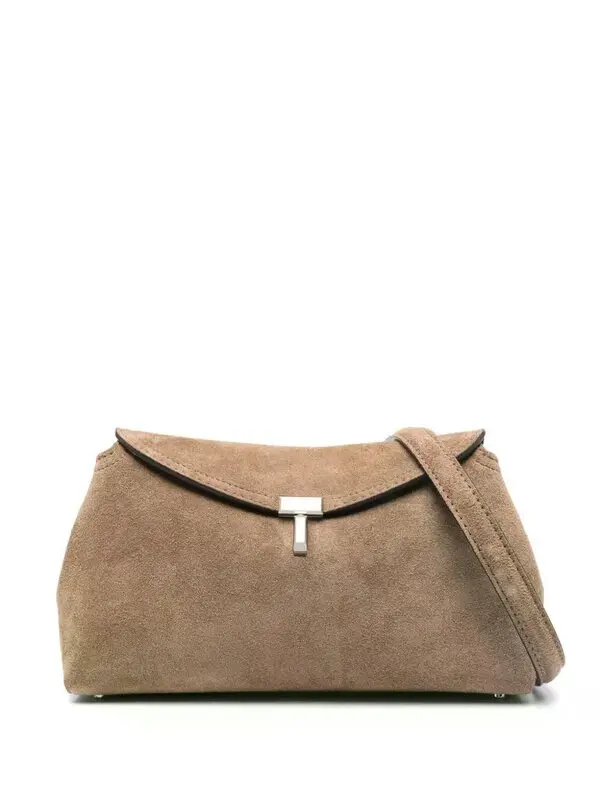 TOTEME T-lock Suede Shoulder Bag - Neutrals
