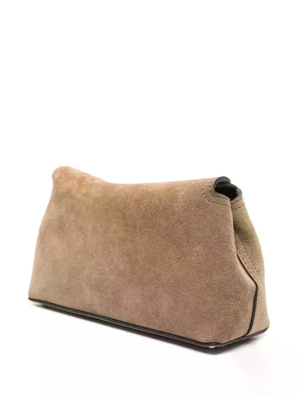 TOTEME T-lock Suede Clutch Bag - Neutrals