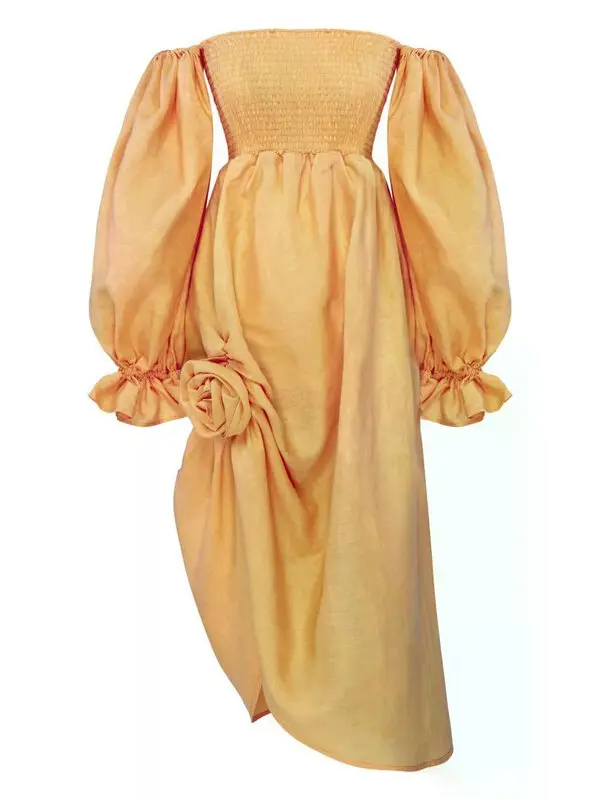 Sleeper Atlanta Off-the-shoulder Smocked Dress - Orange