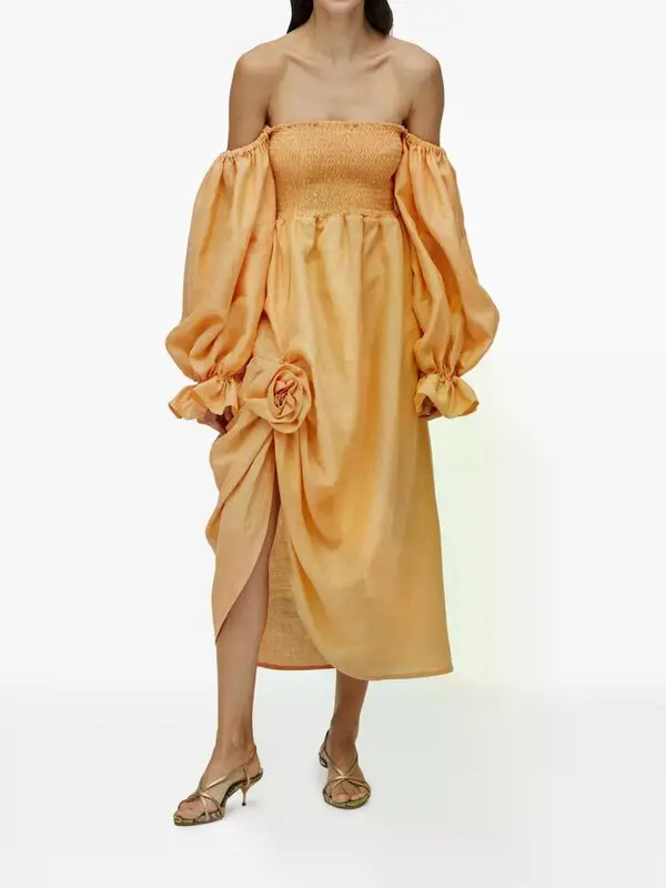 Sleeper Atlanta Off-the-shoulder Smocked Dress - Orange