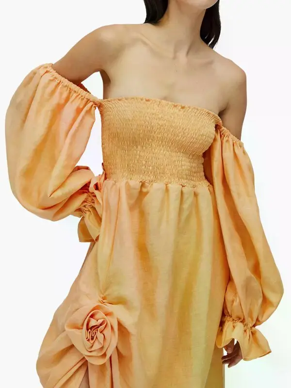 Sleeper Atlanta Off-the-shoulder Smocked Dress - Orange