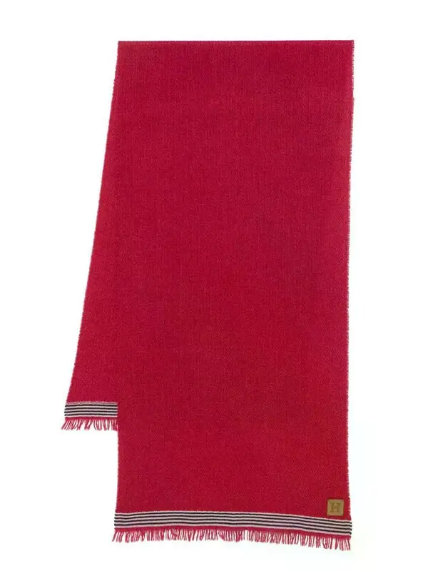 HACKETT Stripe-detail Scarf - Red