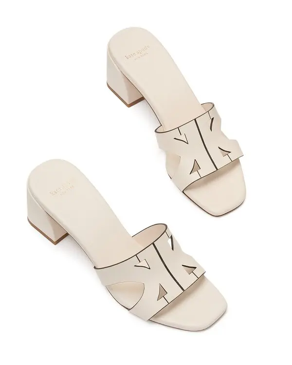 Kate Spade New York Double K Block Heel Sandals - Cream