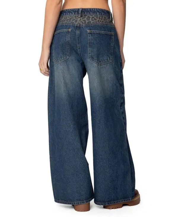 EDIKTED Gwen Leopard Detail Jeans