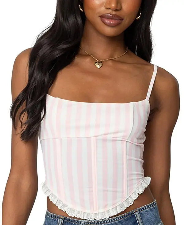 EDIKTED Striped Corset - Light Pink