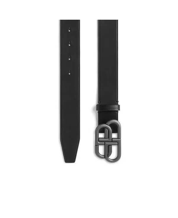 Balenciaga Bb Large Leather Belt - Black
