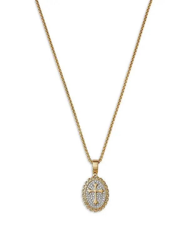 Bloomingdale'S Diamond Cross Medallion Pendant Necklace - Gold