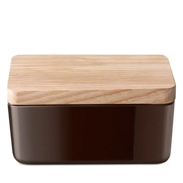 LSA Collective Porcelain And Ash Wood Butter Dish - Brown