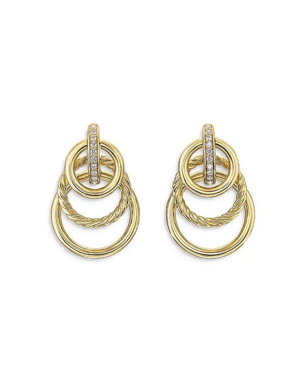 David Yurman Dy Mercer Triple Ring Drop Earrings - Gold